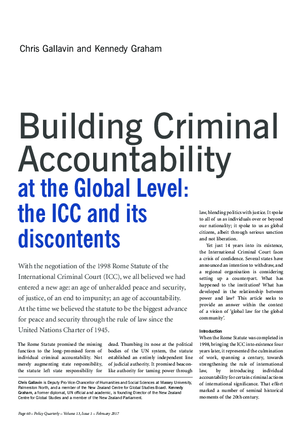 (PDF) Building criminal accountability at the global level: the ICC and ...
