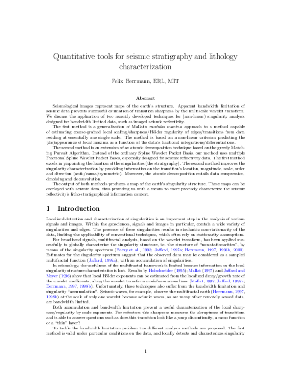 (PDF) Quantitative tools for seismic stratigraphy and lithology ...