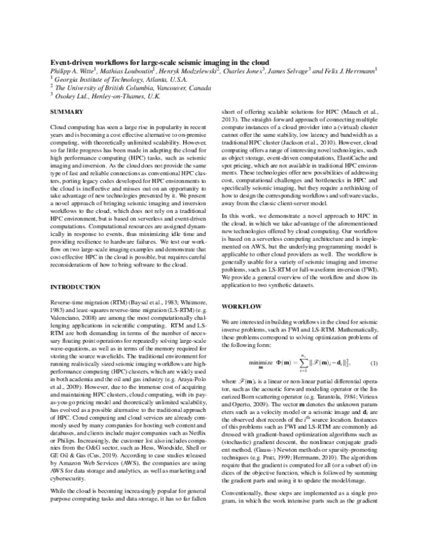 (PDF) Event-driven workflows for large-scale seismic imaging in the cloud | Felix Herrmann ...