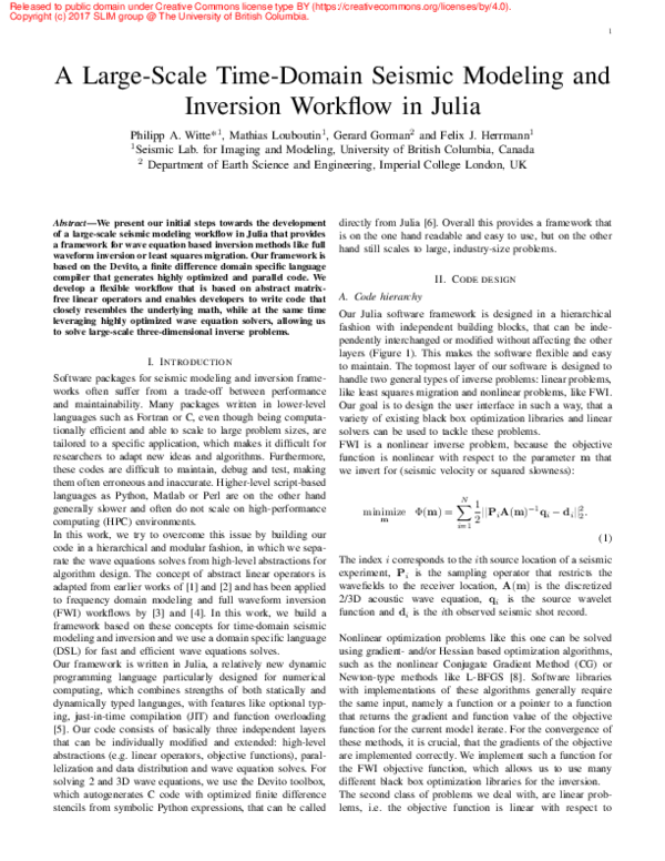 Pdf A Large Scale Time Domain Seismic Modeling And Inversion Workflow
