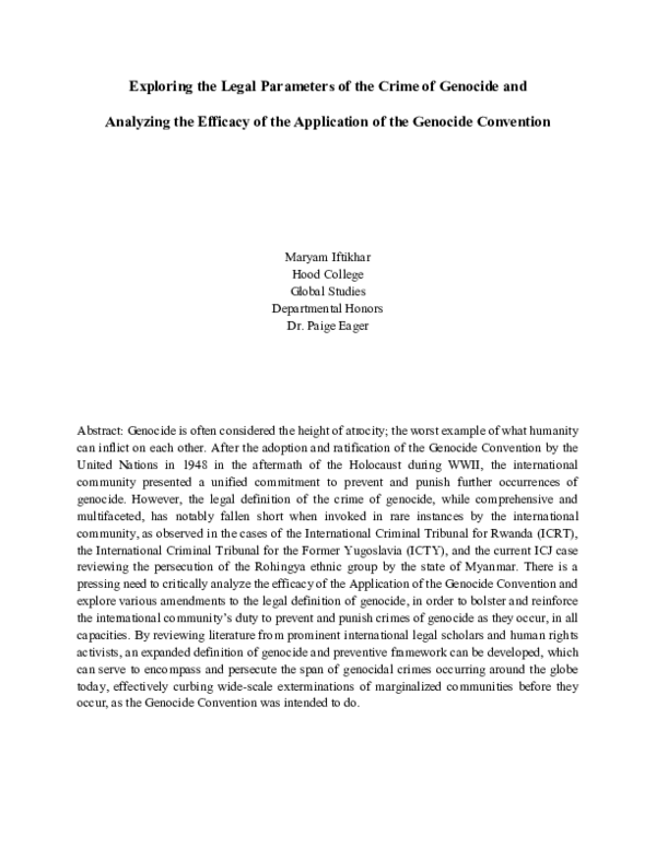 (PDF) Exploring the Legal Parameters of the Crime of Genocide and ...