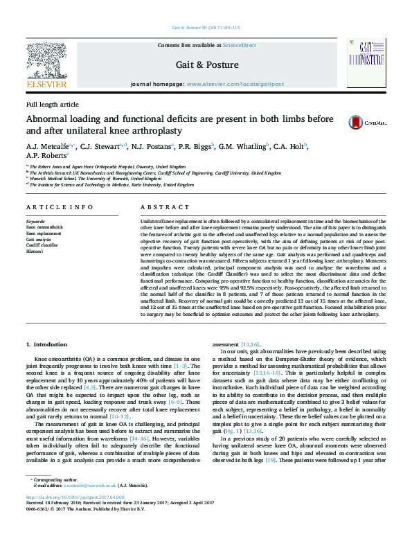 (PDF) Abnormal loading and functional deficits are present in both ...