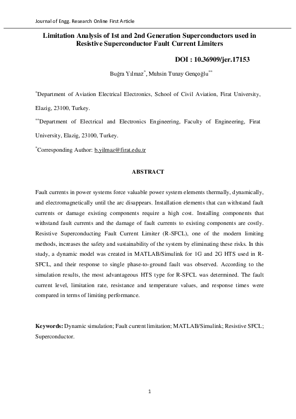 Pdf Limitation Analysis Of 1st And 2nd Generation Superconductors Used In Resistive