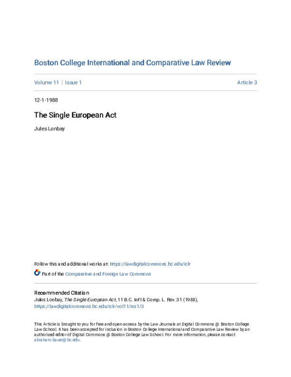 (PDF) The Single European Act