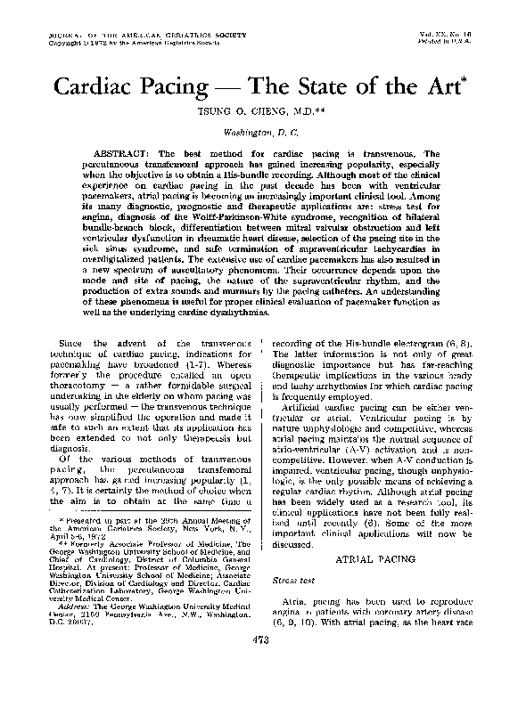 (PDF) Cardiac pacing: the state of the art
