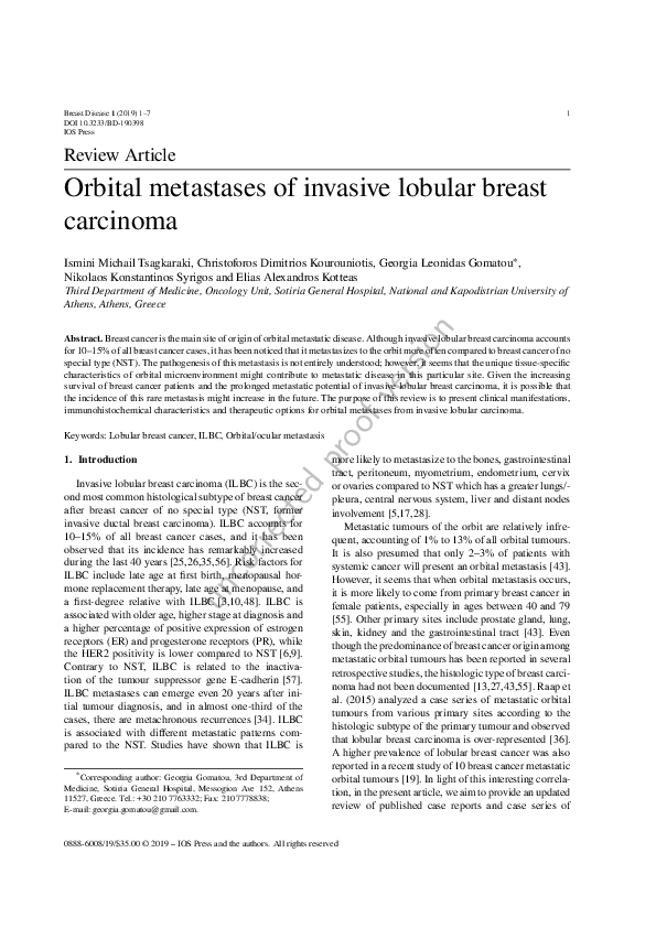 (PDF) Orbital metastases of invasive lobular breast carcinoma