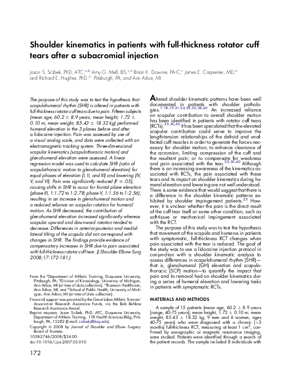 (PDF) Shoulder kinematics in patients with full-thickness rotator cuff ...