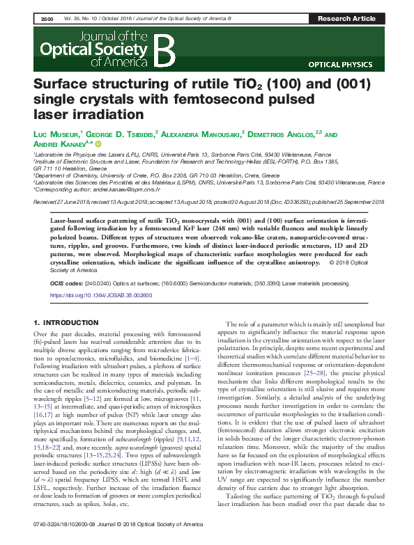 (PDF) Surface structuring of rutile TiO2(100) and (001) single crystals ...