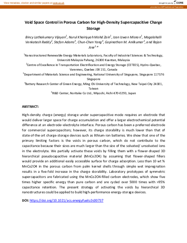 (PDF) Void Space Control in Porous Carbon for High-Density ...