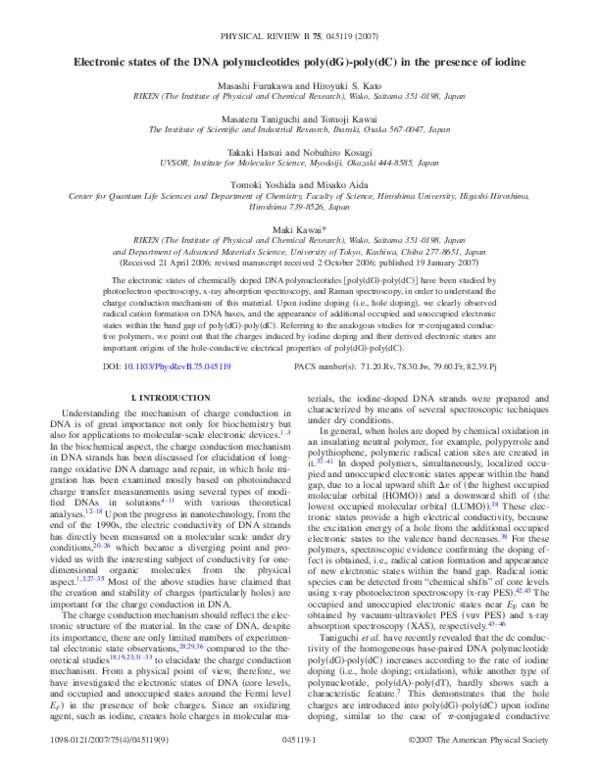 (PDF) Electronic states of the DNA polynucleotides poly(dG)-poly(dC) in ...