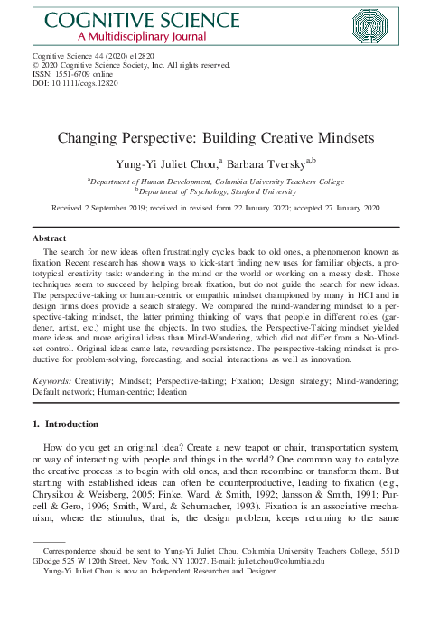 (PDF) Changing Perspective: Building Creative Mindsets