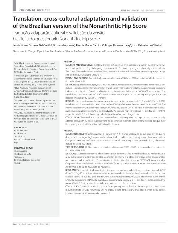 Pdf Translation Cross Cultural Adaptation And Validation Of The