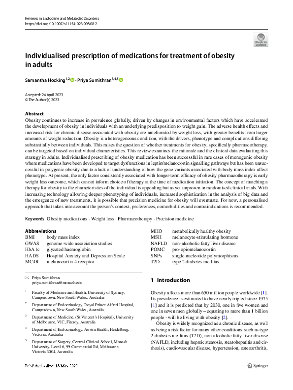 (PDF) Individualised prescription of medications for treatment of ...