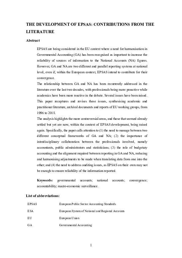 (PDF) The Development of EPSAS: Contributions from the Literature