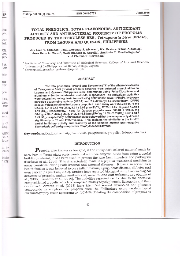 (PDF) TOTAL PHENOLICS, TOTAL FLAVONOIDS, ANTIOXIDANT ACTIVITY AND ANTIBACTERIAL PROPERTY OF ...
