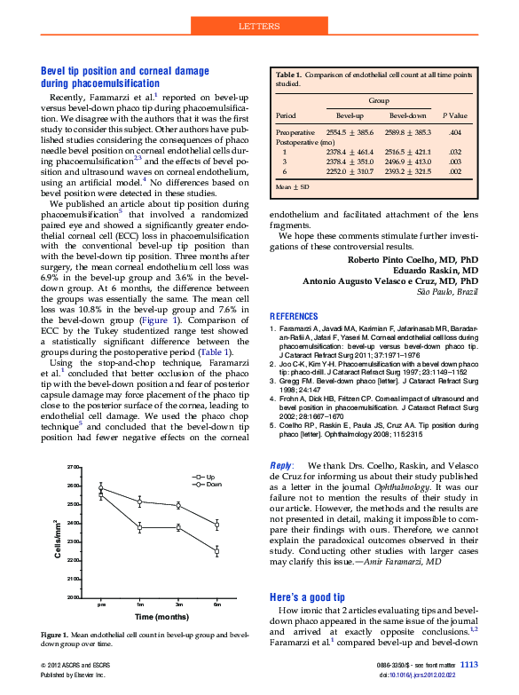 (PDF) Bevel tip position and corneal damage during phacoemulsification