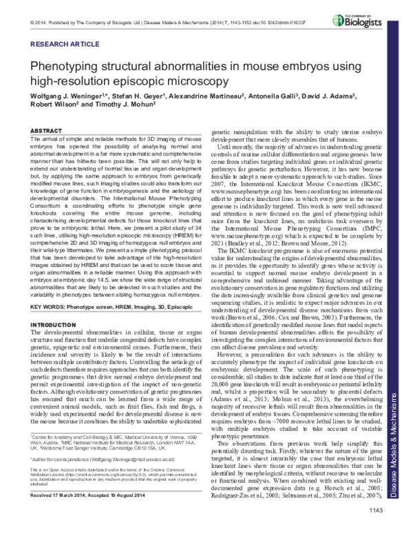(PDF) Phenotyping structural abnormalities in mouse embryos using high ...