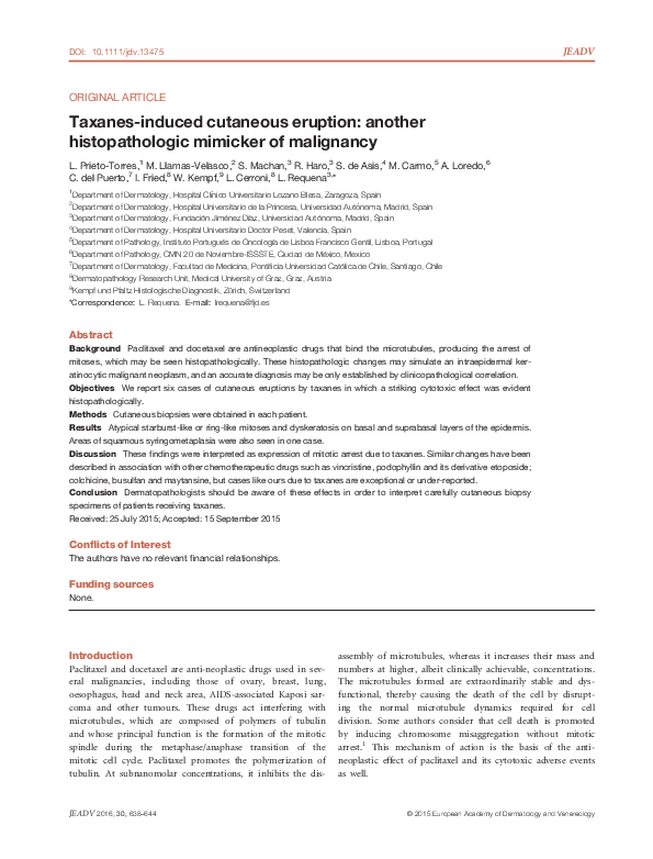 (PDF) Taxanes‐induced cutaneous eruption: another histopathologic ...