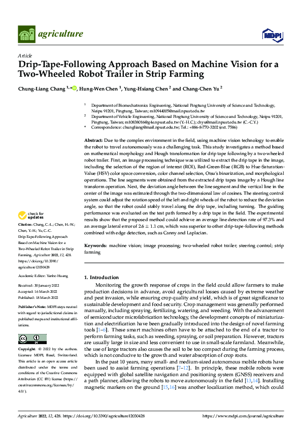 (PDF) Drip-Tape-Following Approach Based on Machine Vision for a Two ...