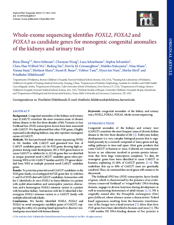 (PDF) Whole-exome sequencing identifies FOXL2 , FOXA2 and FOXA3 as candidate genes for monogenic ...