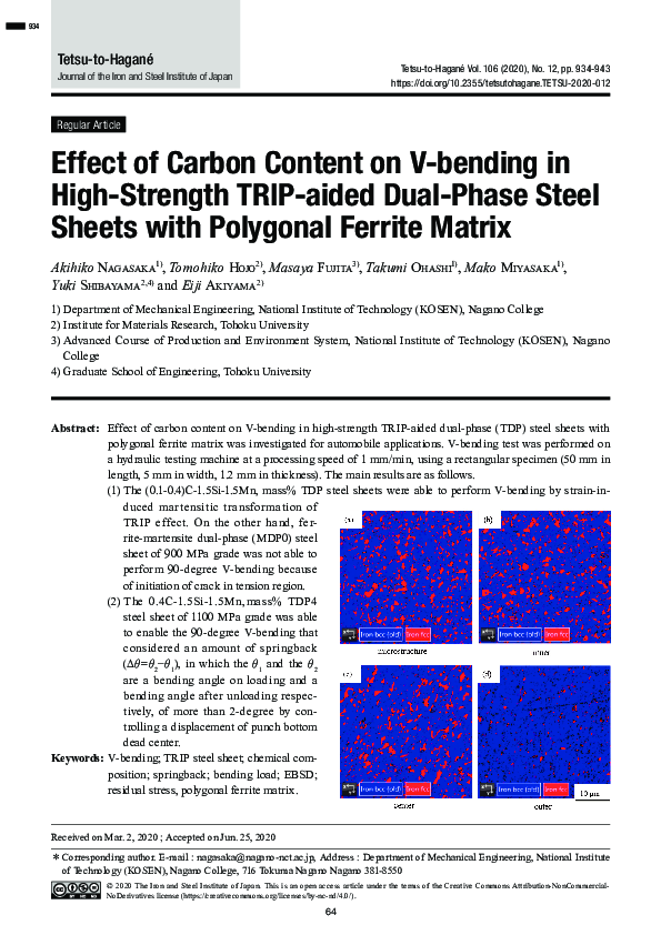 (PDF) Effect of Carbon Content on V-bending in High-Strength TRIP-aided ...