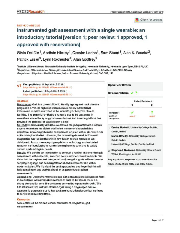 (PDF) Instrumented gait assessment with a single wearable: an introductory tutorial