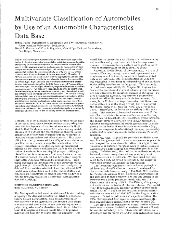 (PDF) Multivariate Classification of automobiles by use of an automobile characteristics data ...