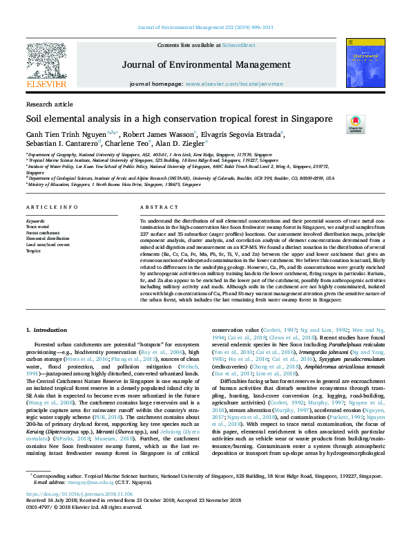 (PDF) Soil elemental analysis in a high conservation tropical forest in ...