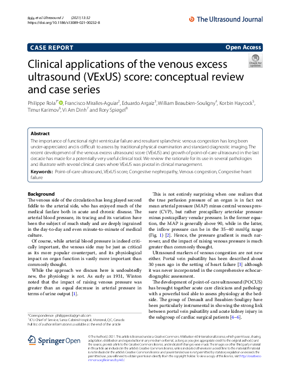 (PDF) Clinical applications of the venous excess ultrasound (VExUS ...