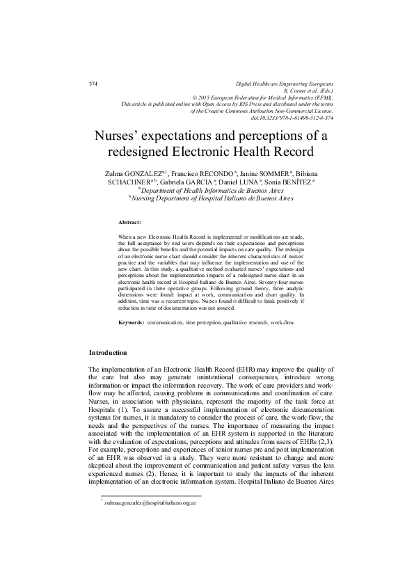 (PDF) Nurses' expectations and perceptions of a redesigned Electronic ...