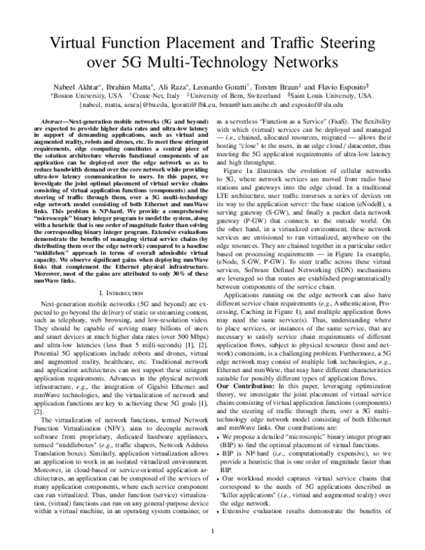 (PDF) Virtual Function Placement and Traffic Steering over 5G Multi-Technology Networks ...