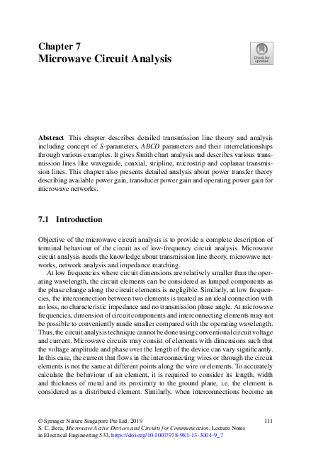 Pdf Microwave Circuit Analysis