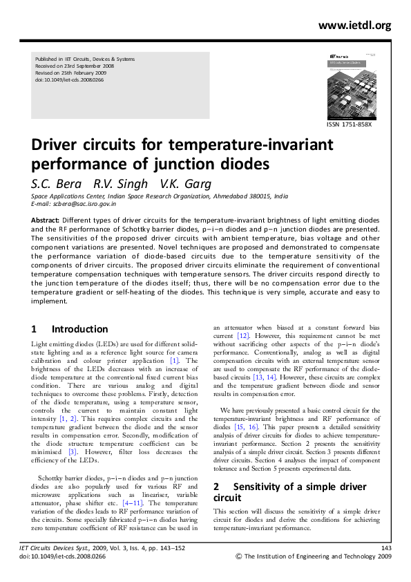 (PDF) Driver circuits for temperature-invariant performance of junction diodes