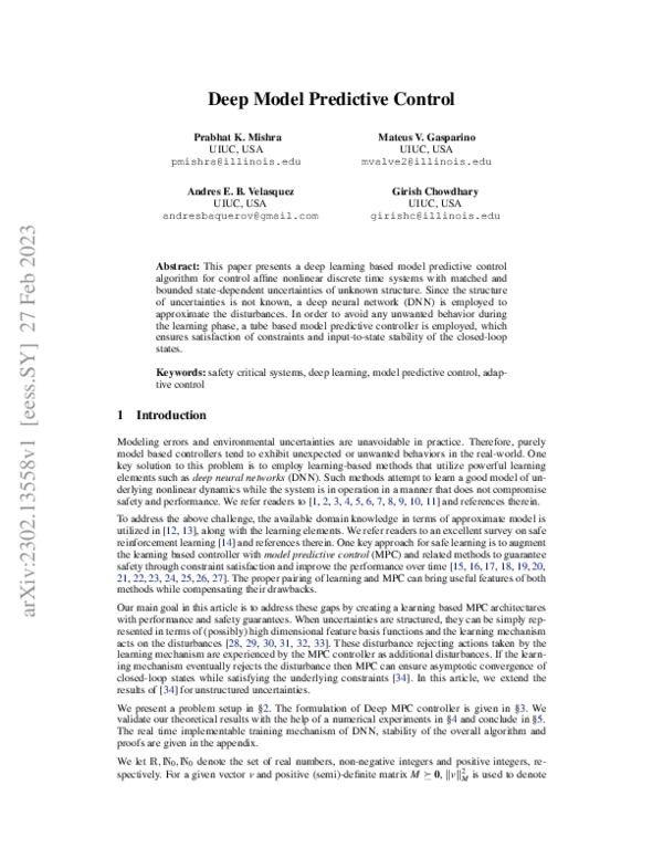 (PDF) Deep Model Predictive Control