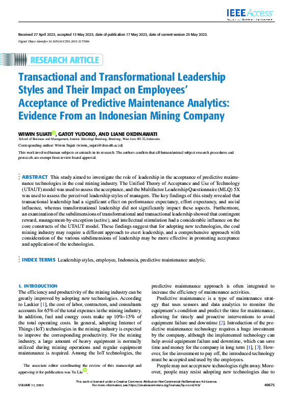 (PDF) Transactional and Transformational Leadership Styles and Their Impact on Employees ...