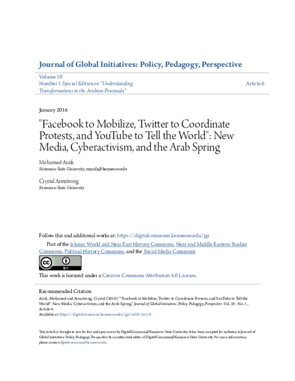 (PDF) Facebook to Mobilize, Twitter to Coordinate Protests, and YouTube ...