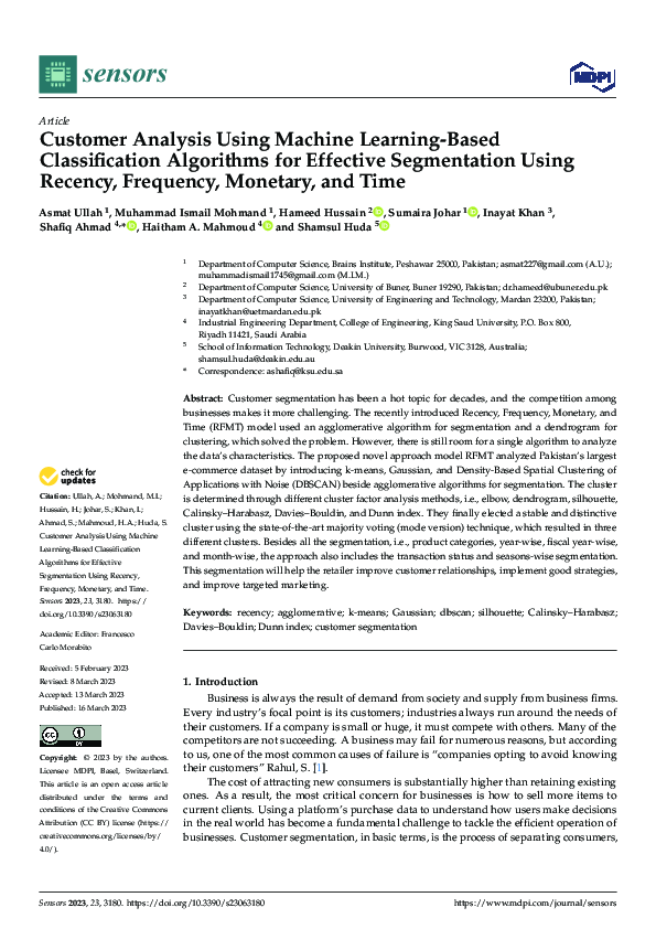 (PDF) Customer Analysis Using Machine Learning-Based Classification Algorithms for Effective ...