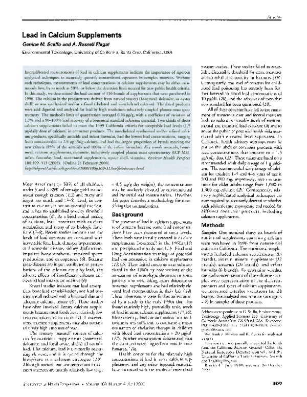 (PDF) Lead in Calcium Supplements