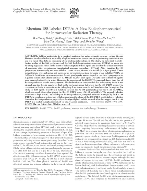 (PDF) Rhenium-188-labeled DTPA: a new radiopharmaceutical for ...