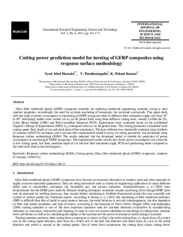 Cutting power prediction model for turning of GFRP composites using ...