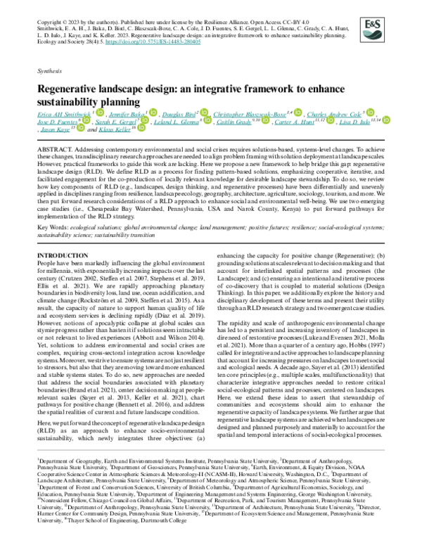 (PDF) Regenerative landscape design: an integrative framework to ...