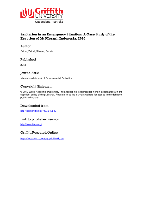(PDF) Sanitation in an Emergency Situation: A Case Study of the ...