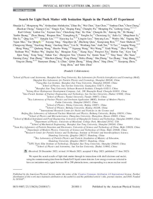 (PDF) Search for Light Dark Matter with Ionization Signals in the ...