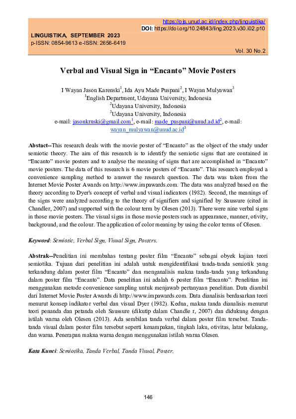 (PDF) Verbal and Visual Sign in “Encanto” Movie Posters