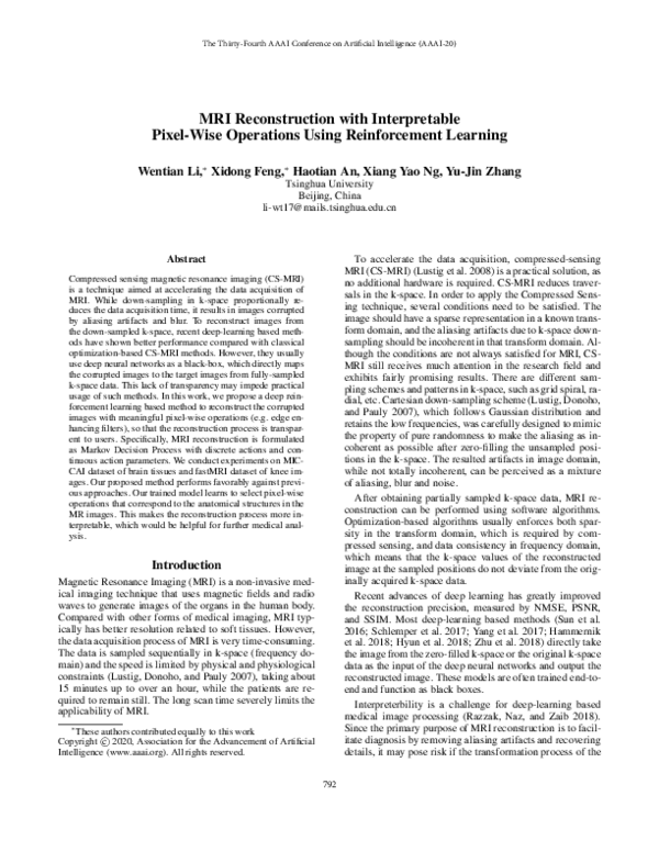 (PDF) MRI Reconstruction with Interpretable Pixel-Wise Operations Using ...