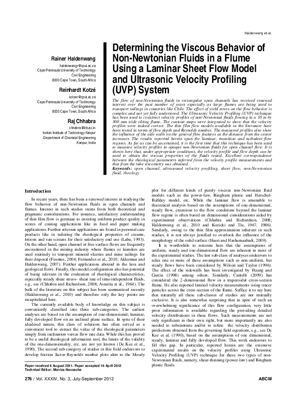 (PDF) Ultrasonic Velocity Profiling of Non-Newtonian Fluid Flow