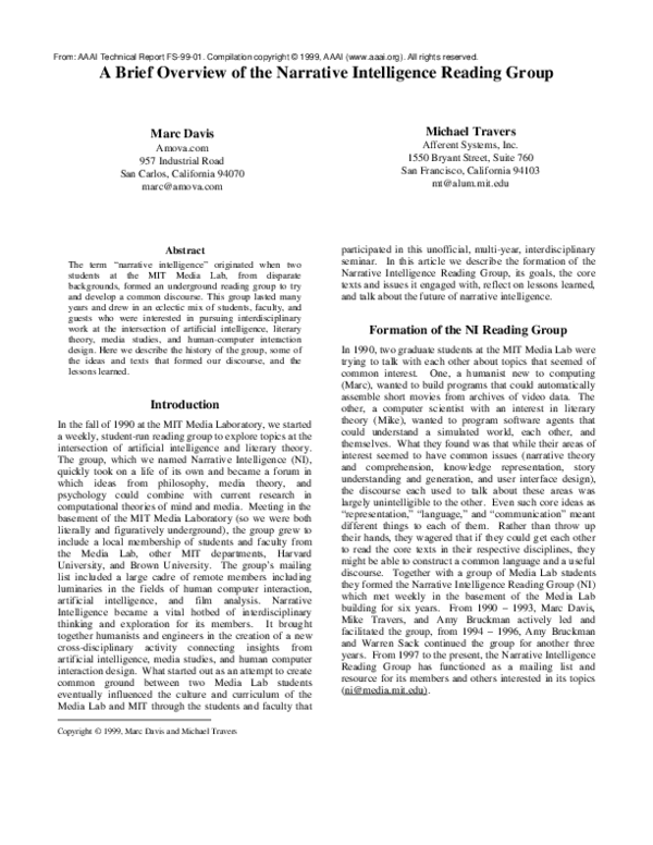 (PDF) Chapter 2. A brief overview of the Narrative Intelligence Reading ...