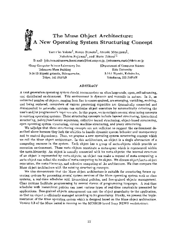Pdf The Muse Object Architecture
