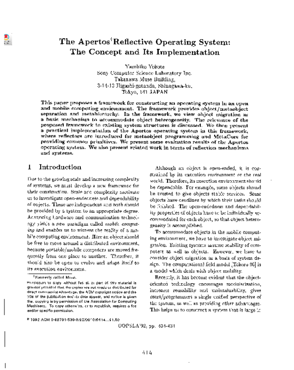 Pdf The Apertos Reflective Operating System