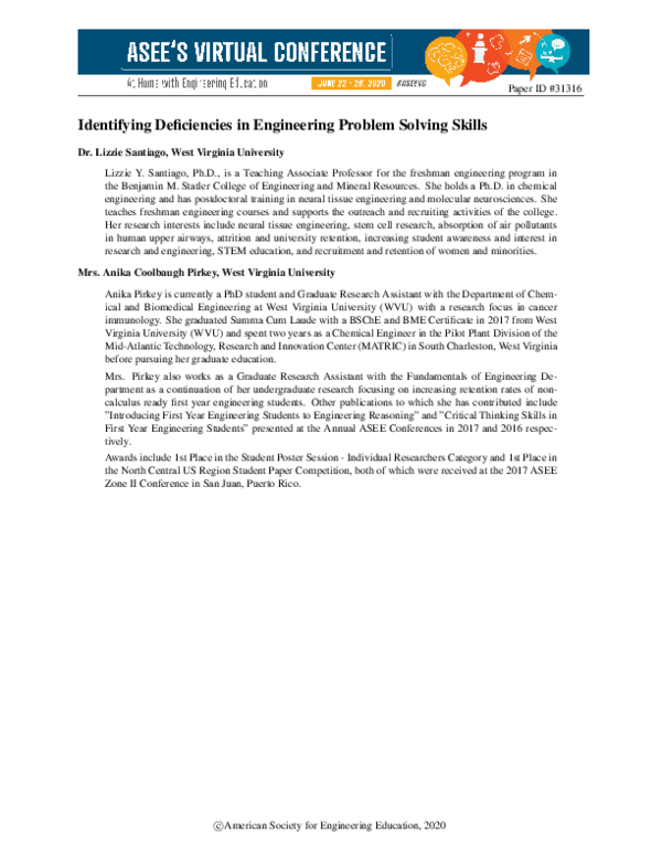 (PDF) Identifying Deficiencies in Engineering Problem-solving Skills